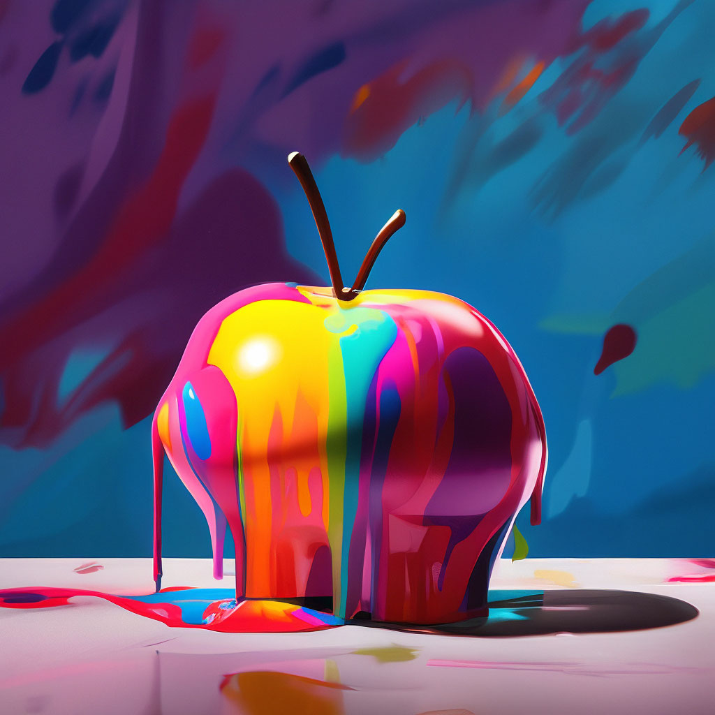 "A picture of a colored blob apple" — image created in Shedevrum