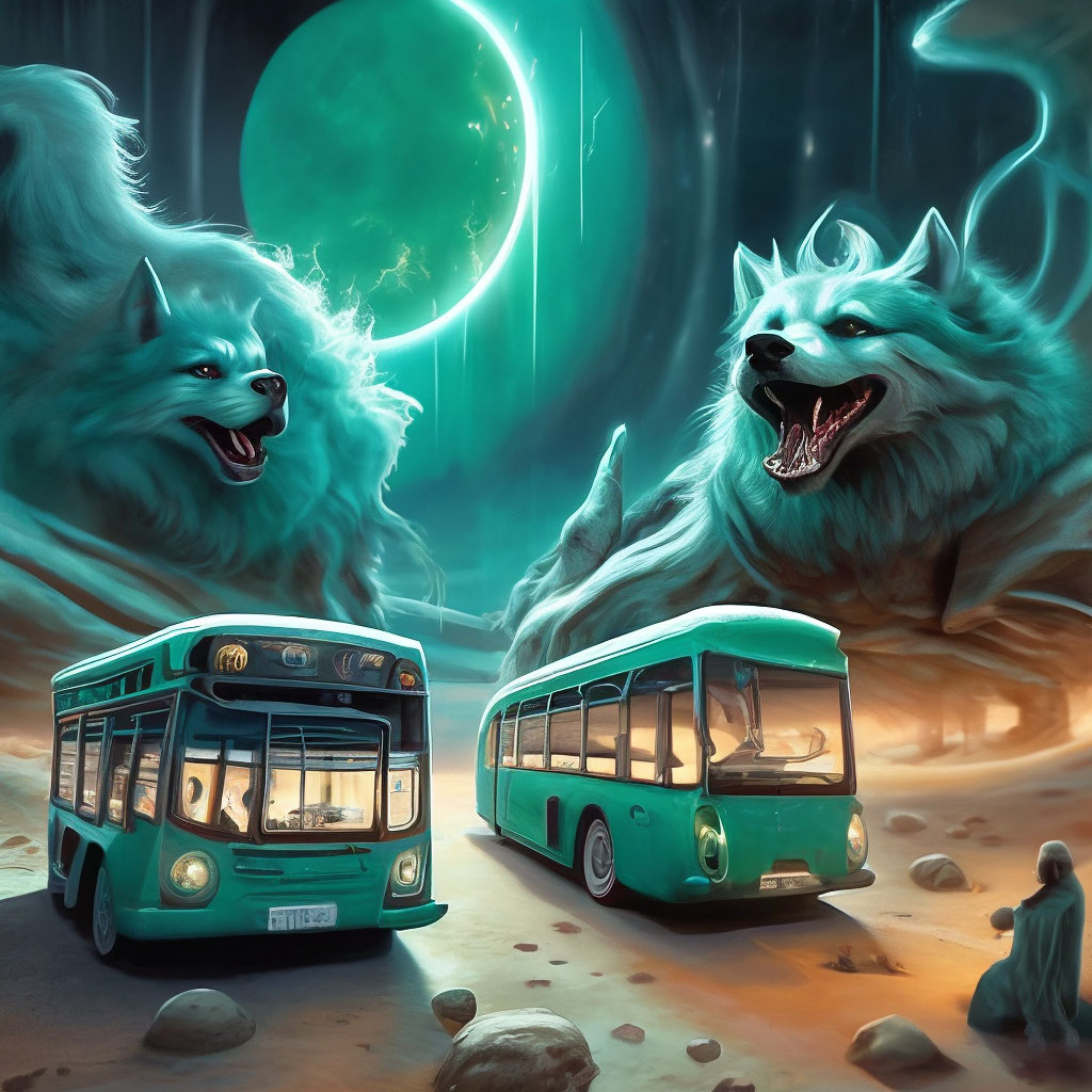 "Mysticism,a ghostly bus rushes into limbo,lost customers are sitting ...