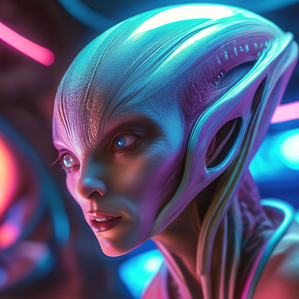 "Alien portrait, neon, other worlds professional photo, 4k, high ...