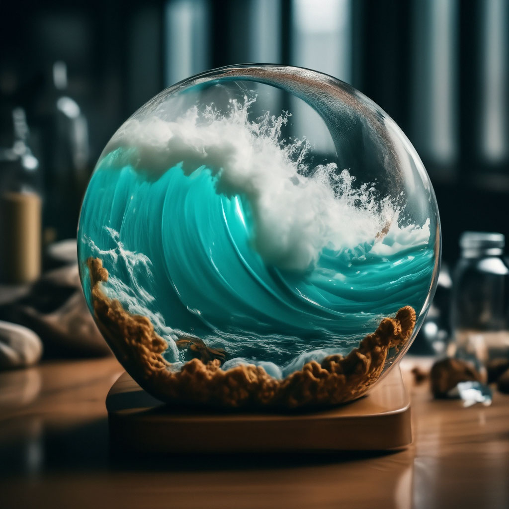 "Marine 🌊 made of epoxy resin, radiance lumen; cinematic; realistic ...