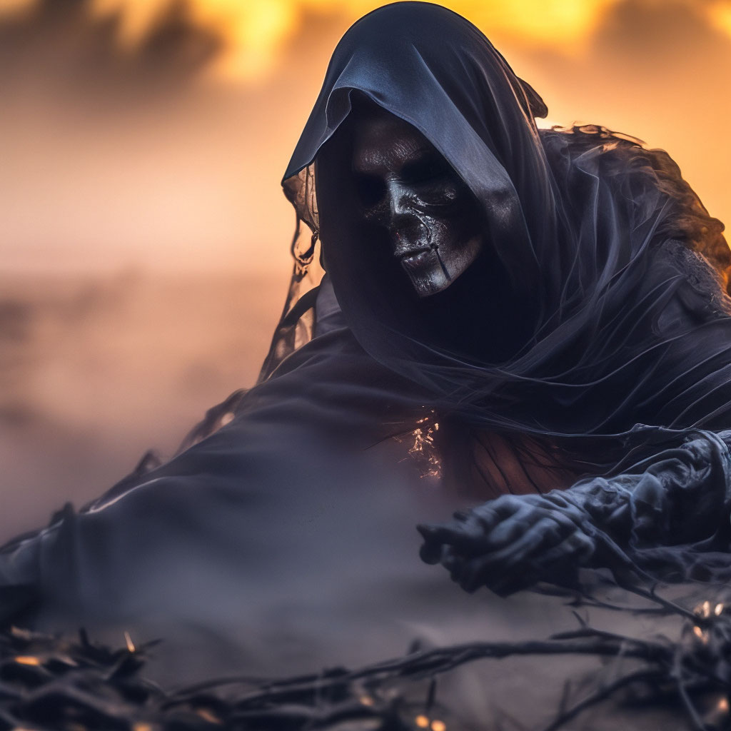 "🛩️"faces of death" a mysterious figure, a symbiosis of black radiance ...