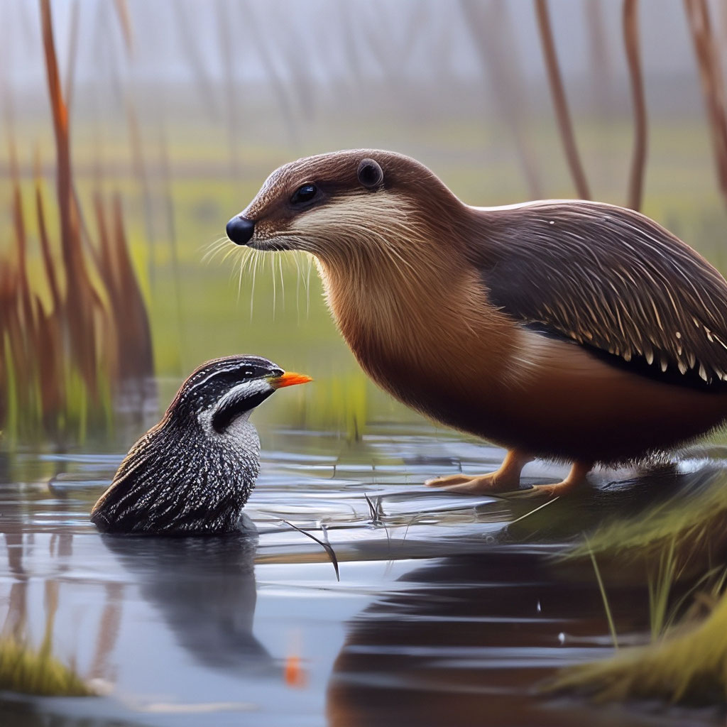 "Drink, muskrat and otter are shriveled, vykobenivayut Bittern bird ...