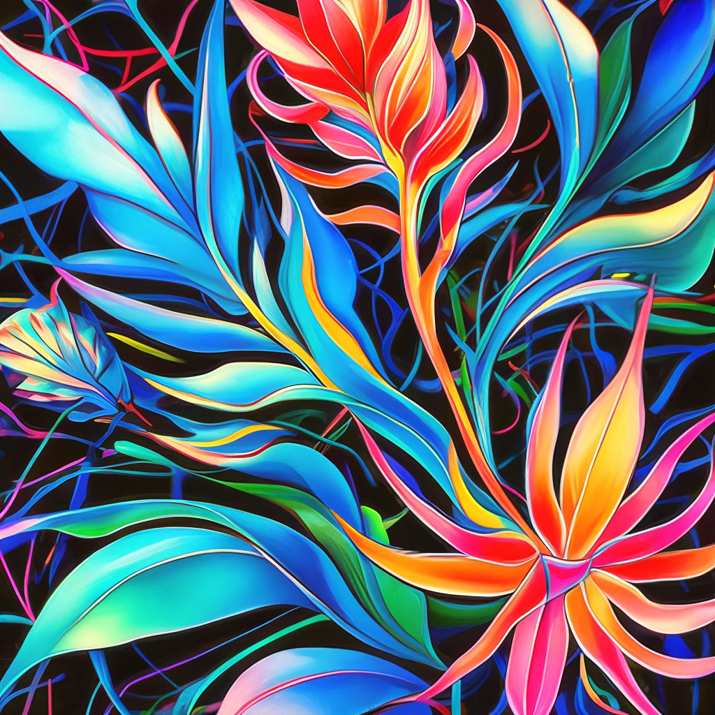 "Abstract botanical motifs: linear art, illustration in silk painting ...