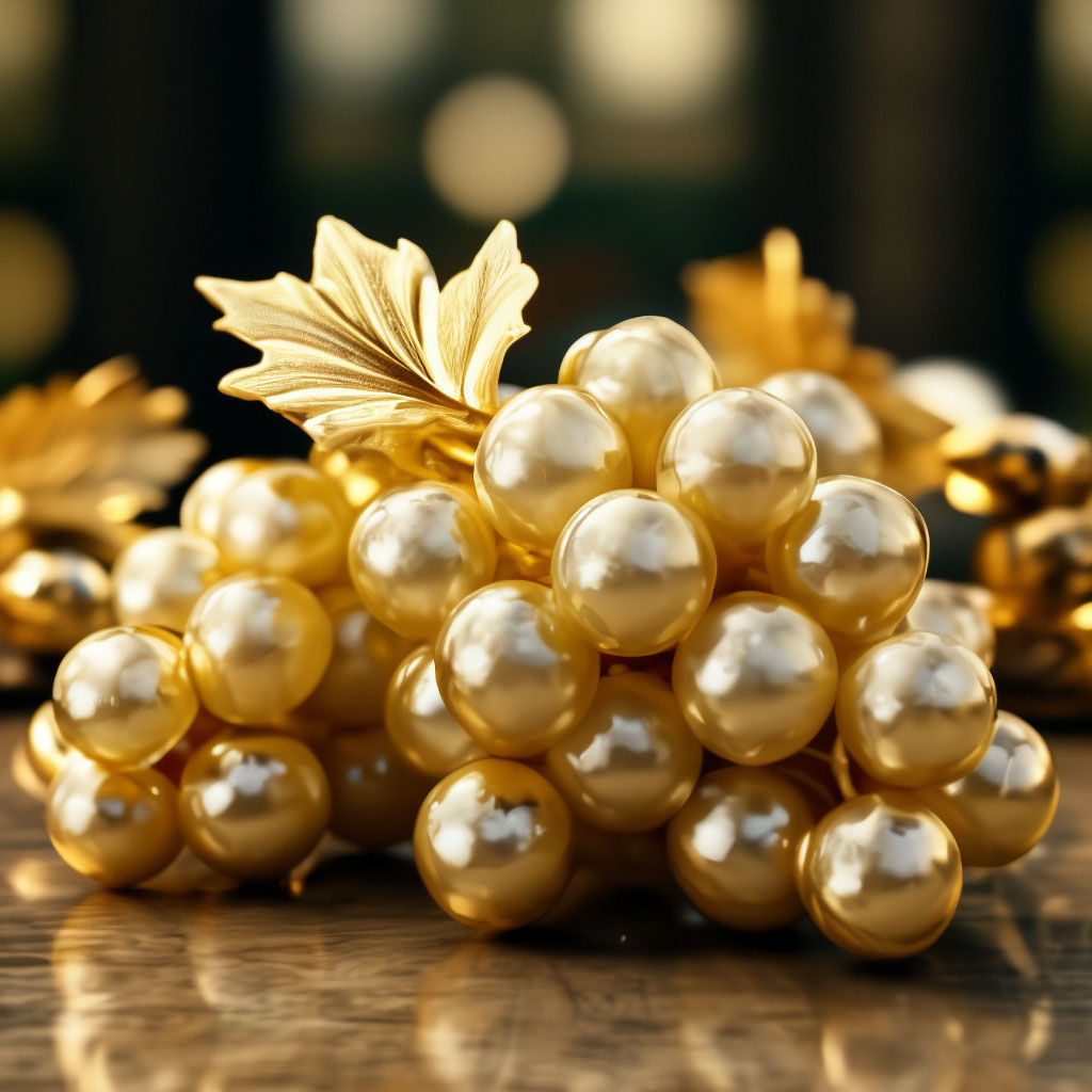 "Golden grapes with diamonds" — image created in Shedevrum