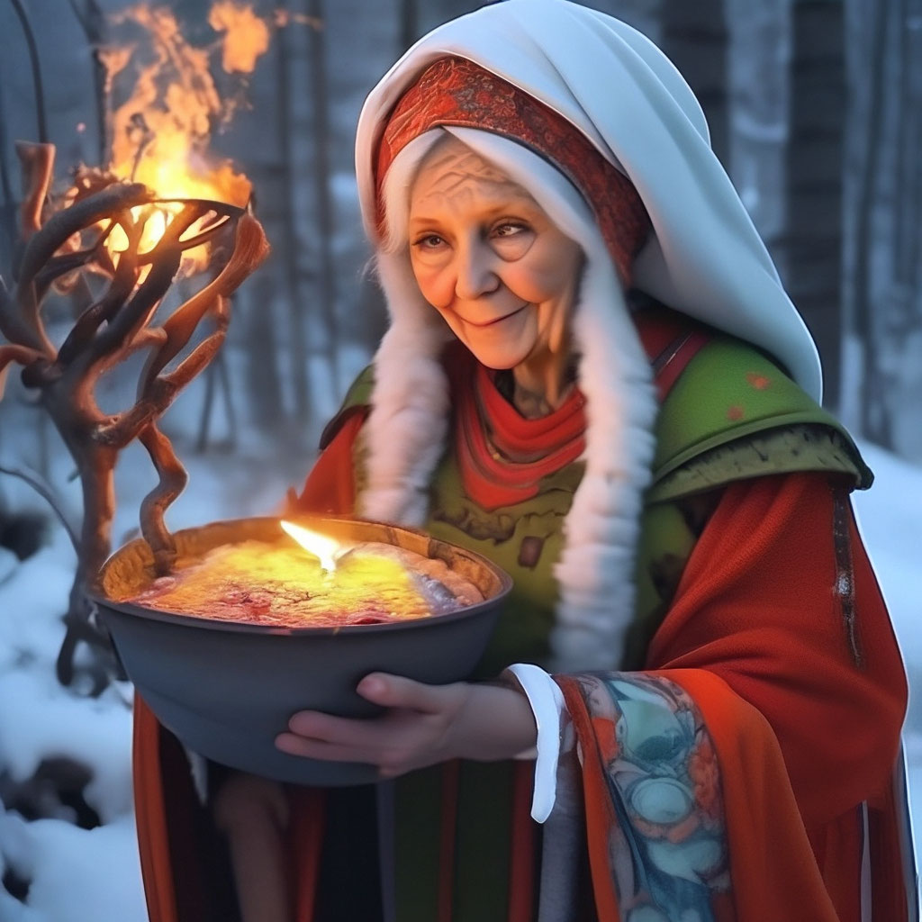 "Baba Yaga based on an old Russian fairy tale" — image created in Shedevrum