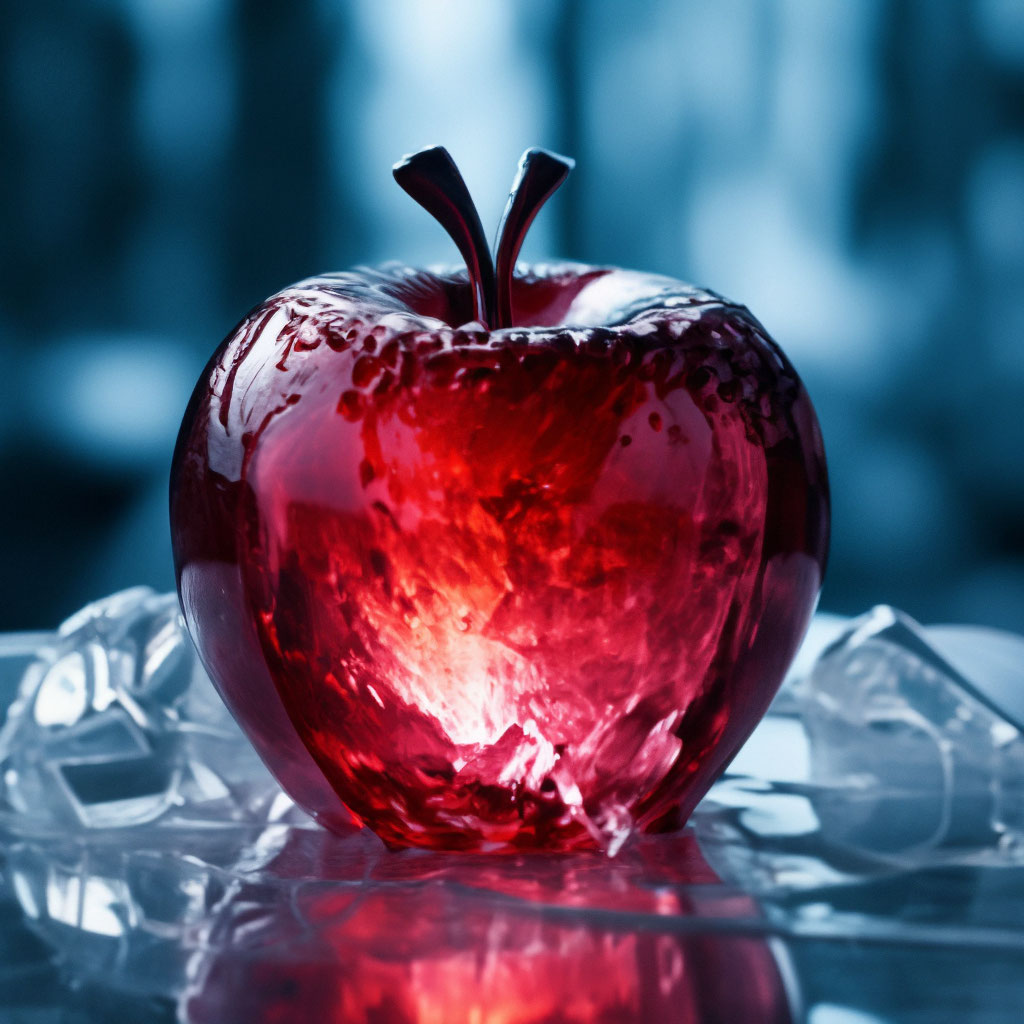 "Glass apple in ice" — image created in Shedevrum