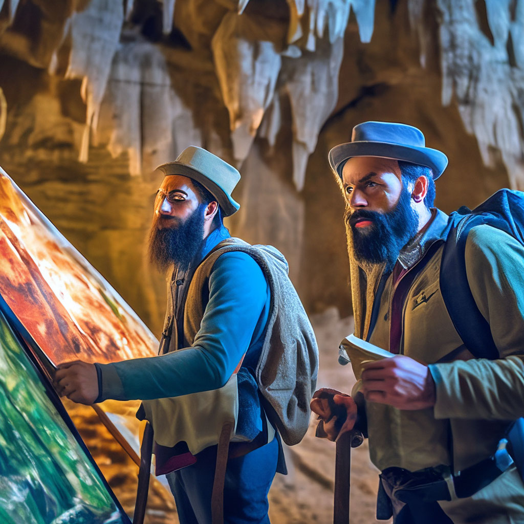 "Professional photo. two bearded geologists walking around Mexico ...