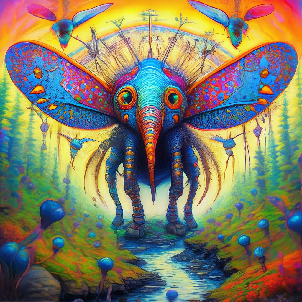"Out of a molehill. drawing with a colored pen. the view from afar. a ...