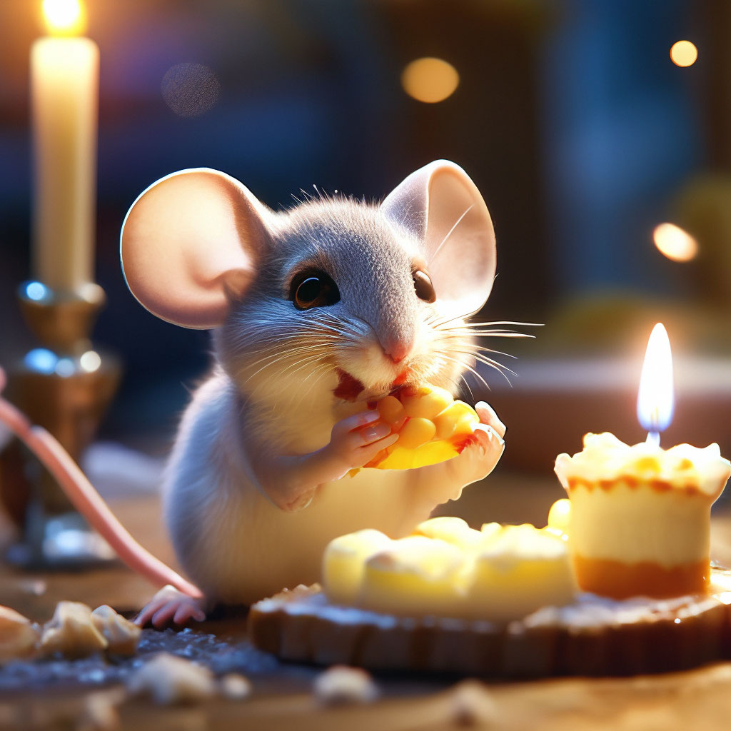 "Cute mouse, eating a cake and smeared his mouth with cream ,huge ...