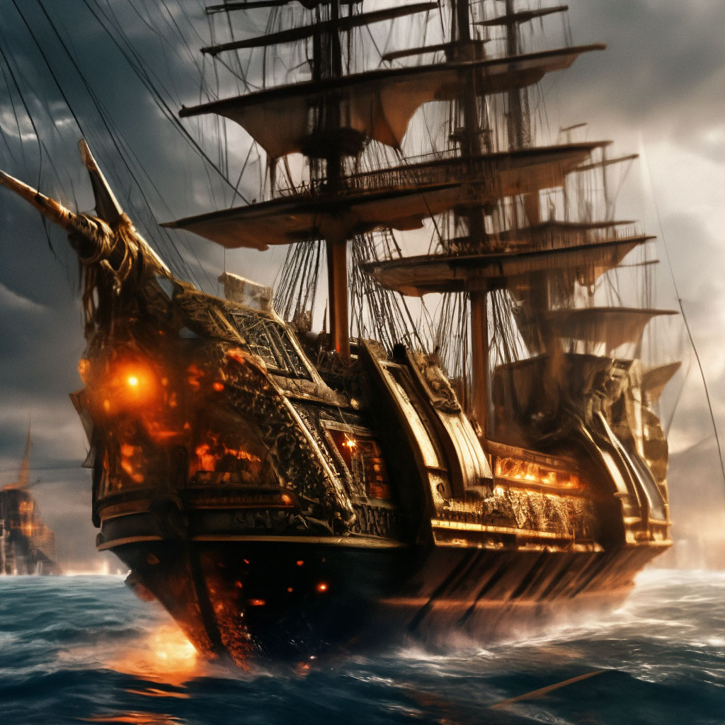 "The most beautiful pirate ship of the future" — image created in Shedevrum