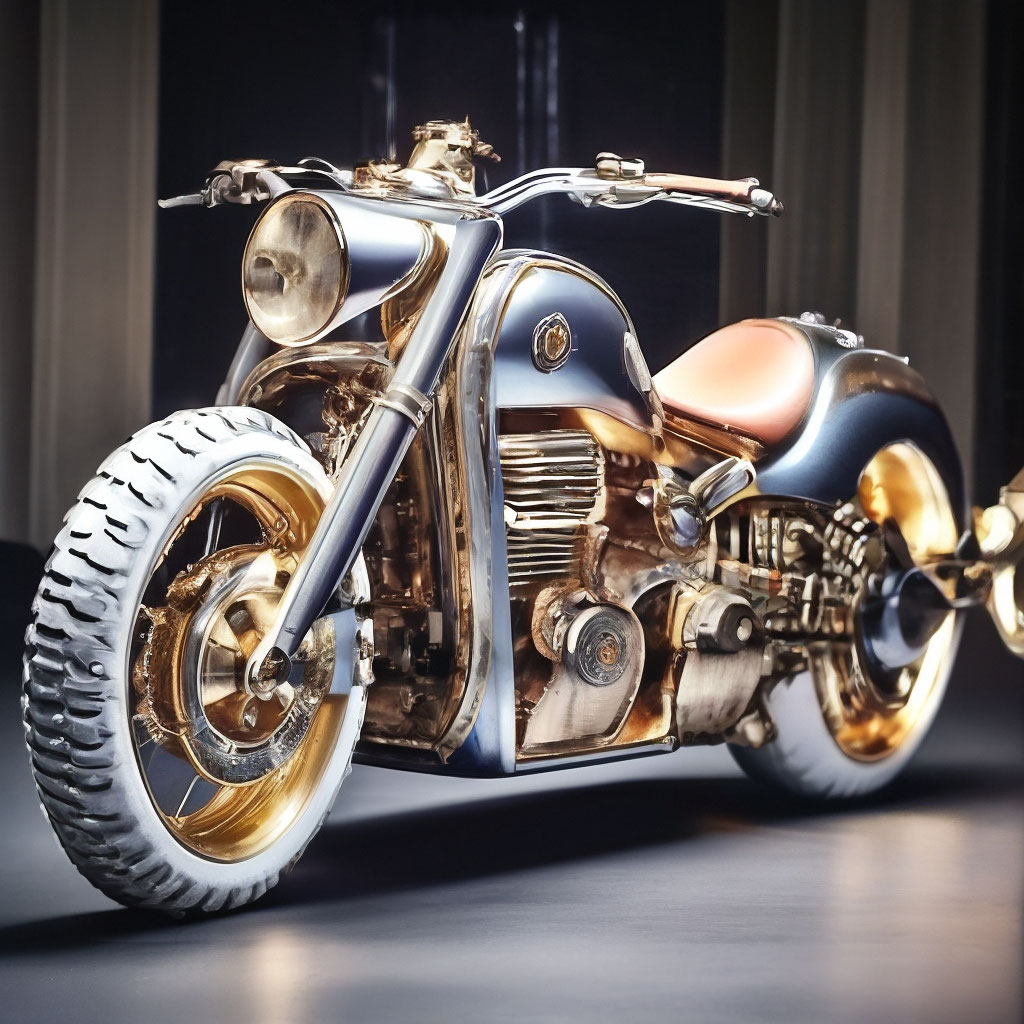 "Faberge MOTORCYCLE ride haute couture" — image created in Shedevrum