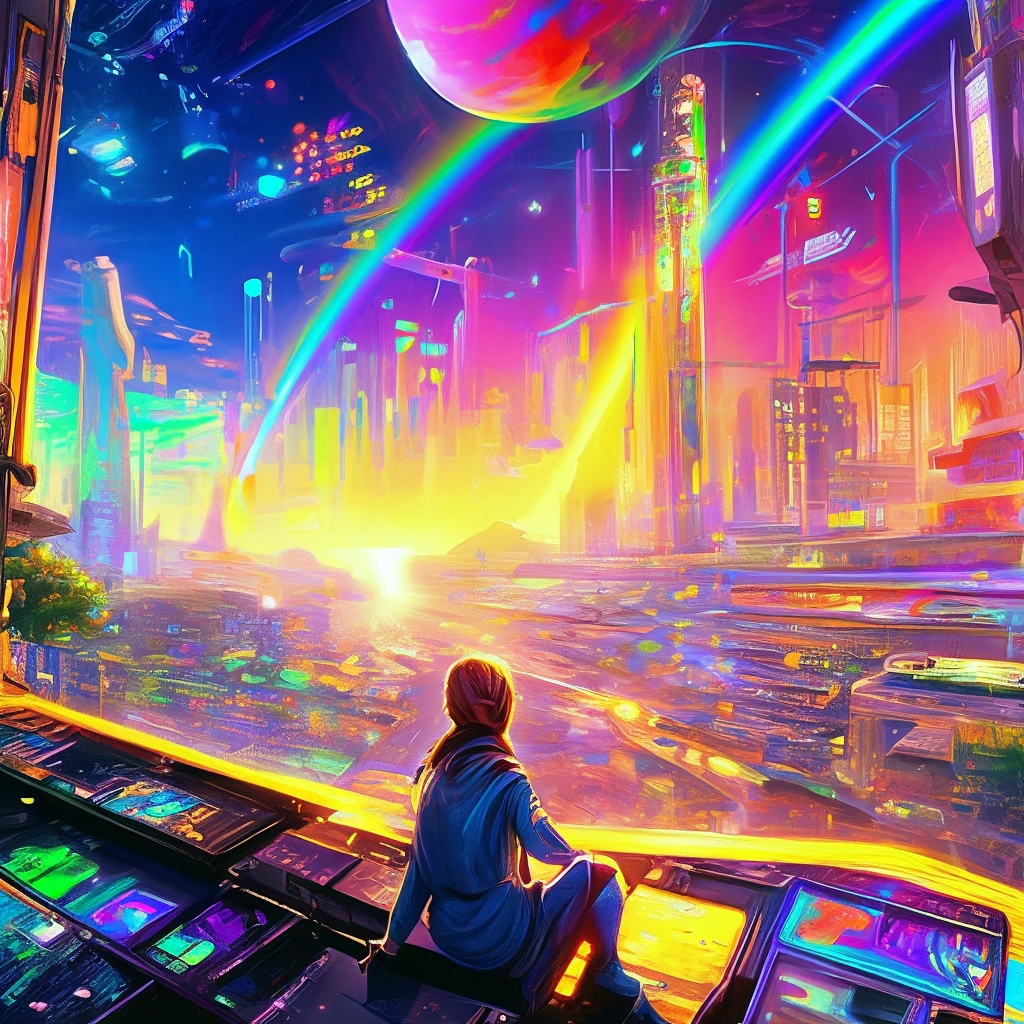 "Beautiful rainbow world" — image created in Shedevrum