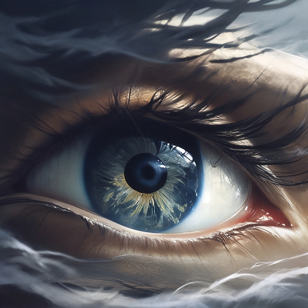 "Eyes, wind, storm, the wind is reflected in the eyes" — image created ...