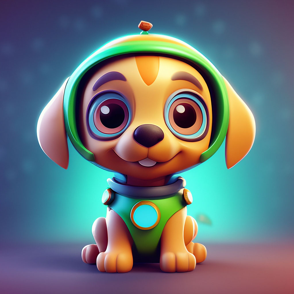 "Little cute funny alien dog in cartoon style" — image created in Shedevrum