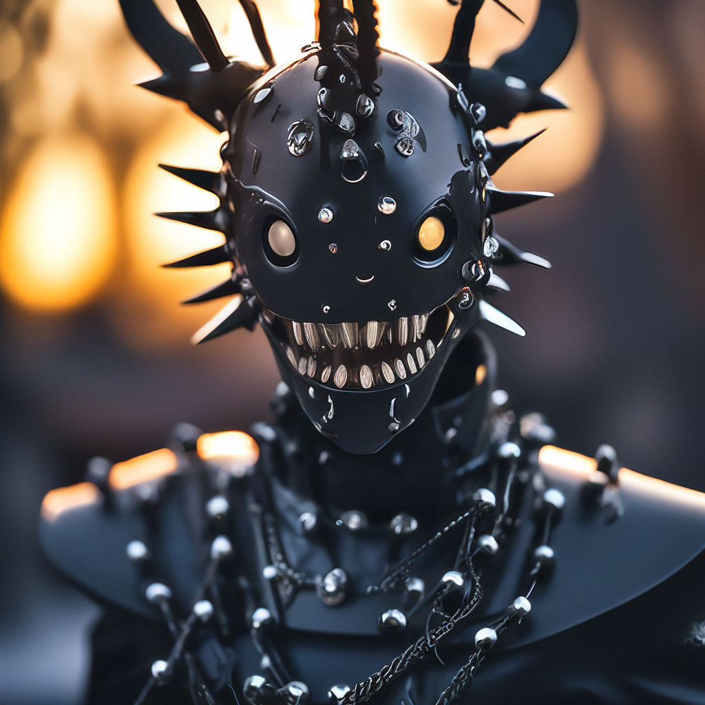 "The nutcracker, faceless + toothy humanoid in black leather tight ...
