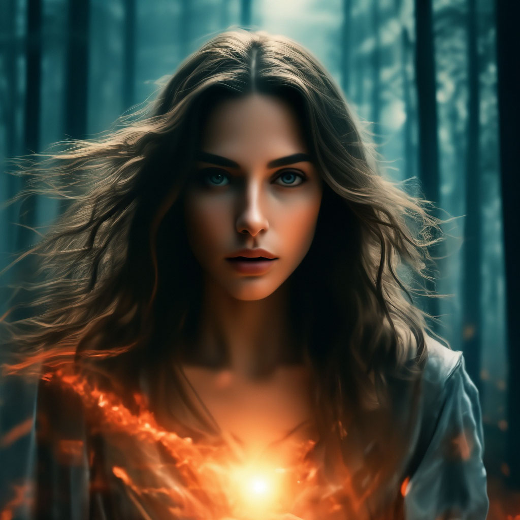 "Digital painting a forest covered with a veil covers the road to the ...