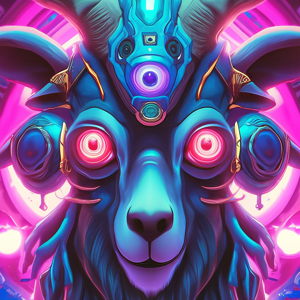 "Three eyes of a goat, mutant Martian with three eyes, expressive eye ...