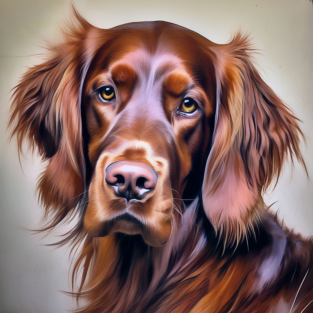 "The Irish setter is handsome, drawing, detailing, photorealism, fine ...