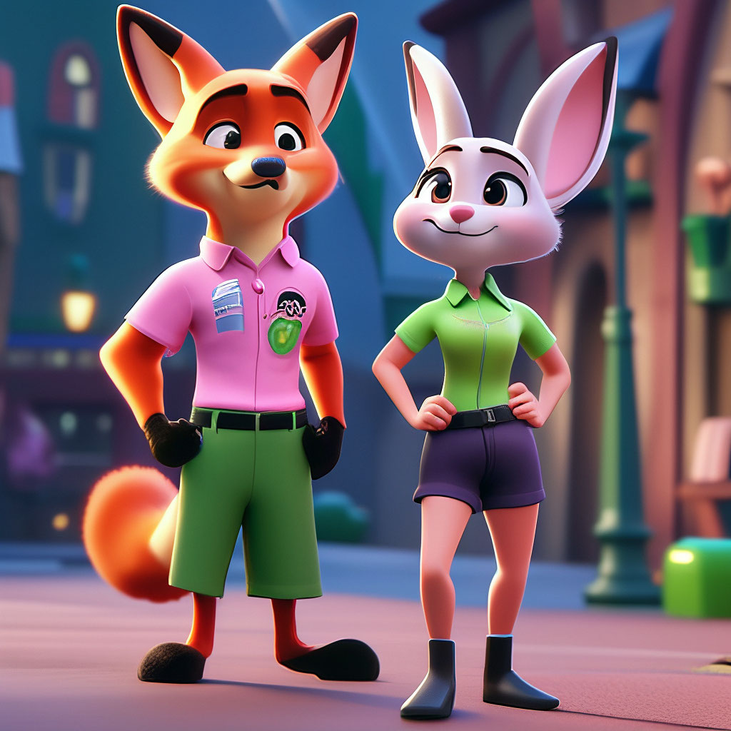 "Judy hopps from Zveropolis is wearing a green T-shirt and black shorts ...