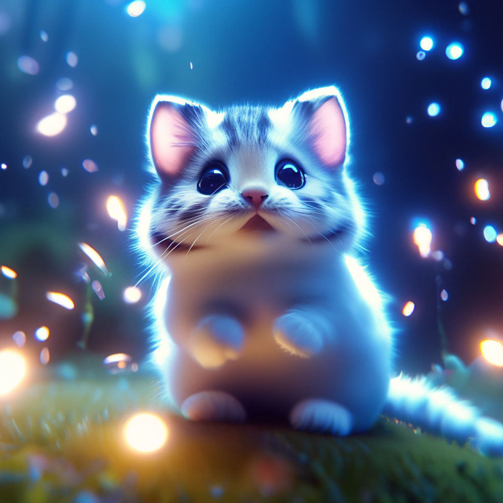 "Mega cute epic magical beautiful hybrid of a cat and a hamster sitting ...