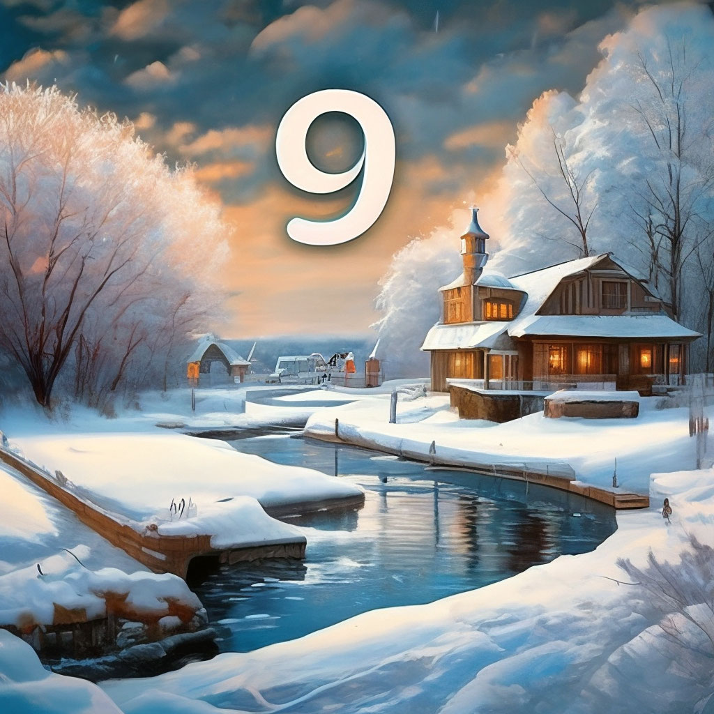 "December 9th The ninth of December. snow. visualization of the number ...