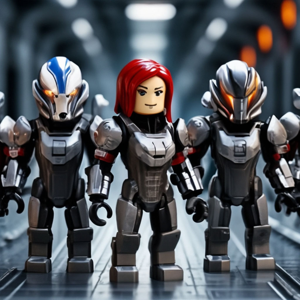 "Mass Effect, Shepard's team, Lego style" — image created in Shedevrum