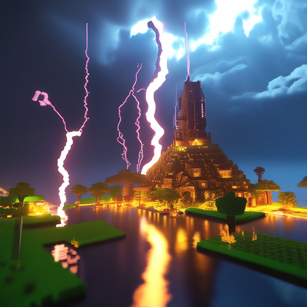 "Thunder in Minecraft " — image created in Shedevrum