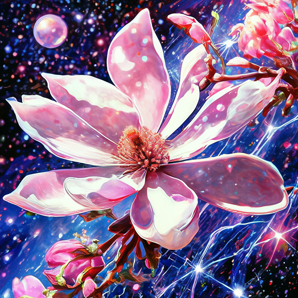 " ️ ️ ️ cosmos, blooming magnolia, psychedelic, stars, epic, clear ...
