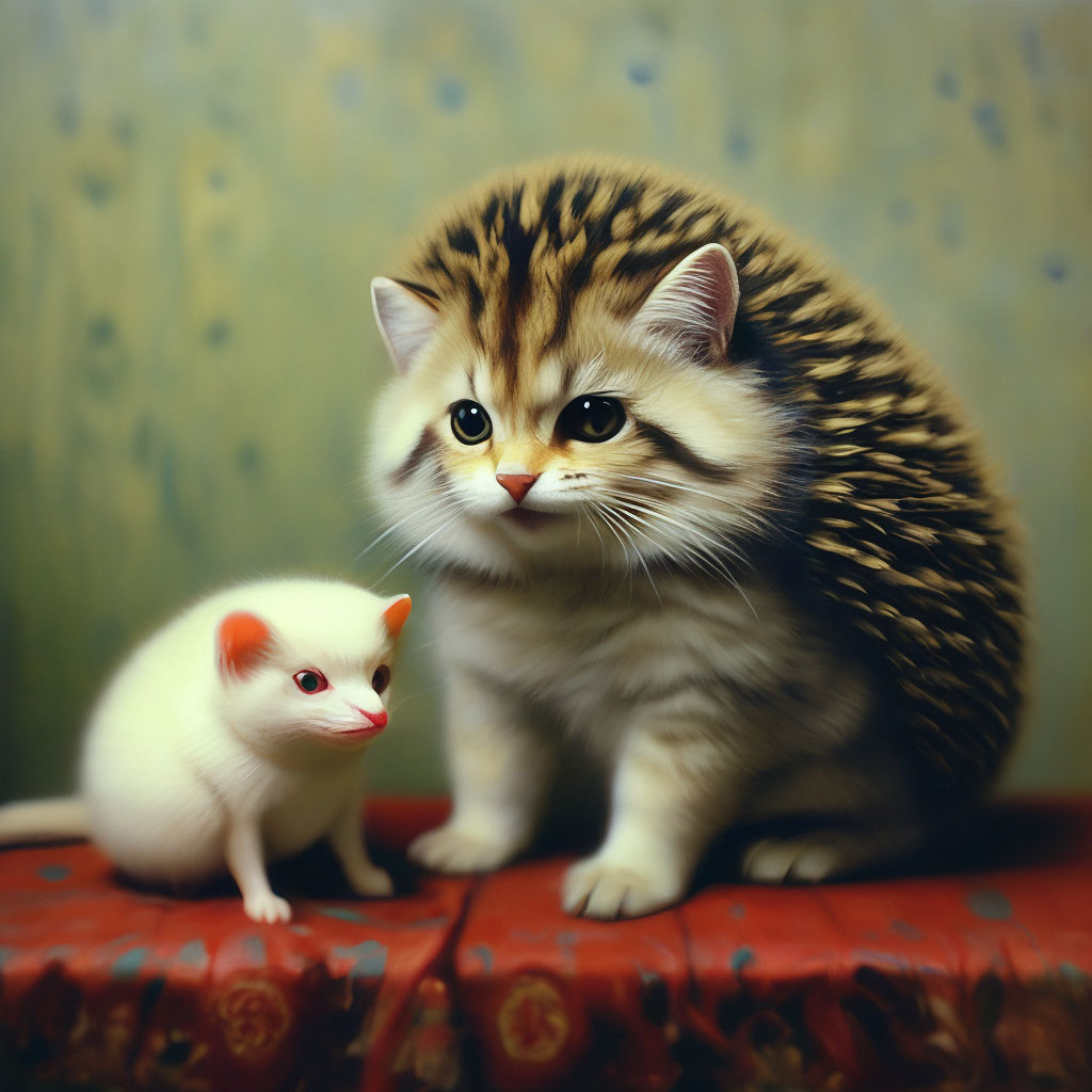 "Hedgehog + cat" — image created in Shedevrum