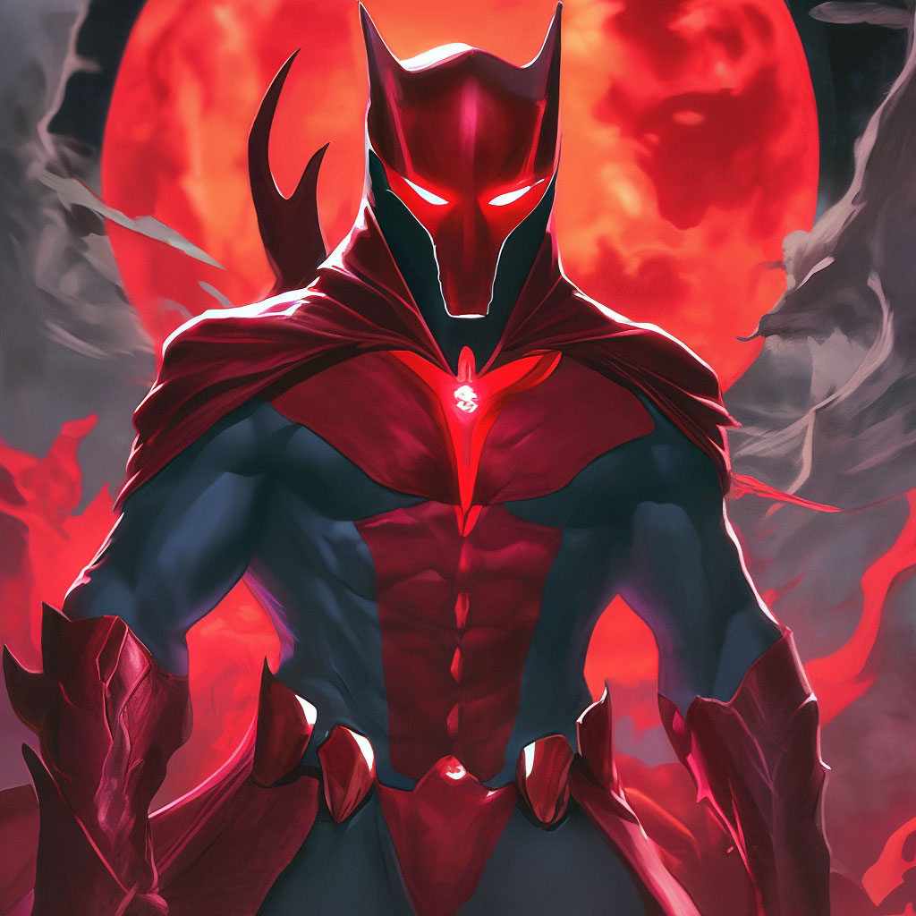 "I am the Crimson Phantom" — image created in Shedevrum