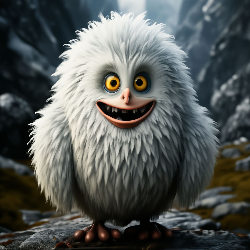 "A cross between an egg and a yeti" — image created in Shedevrum