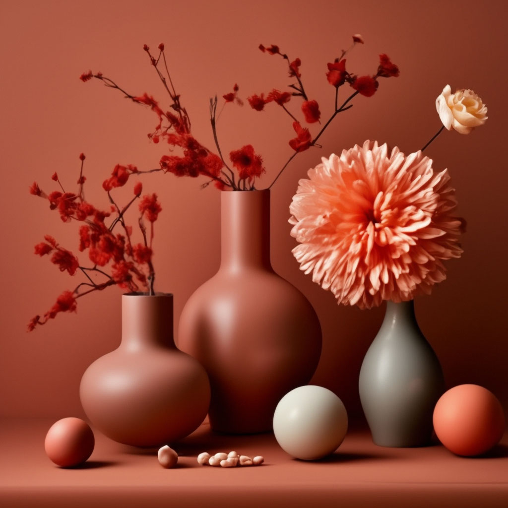 "Color Energy No. 8 composition of coral-colored objects" — image ...