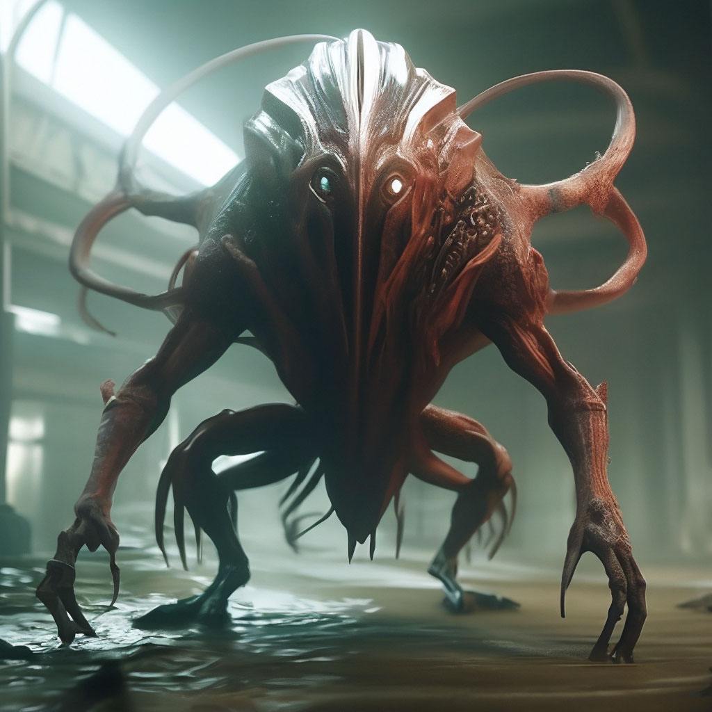 "A creature from SCP" — image created in Shedevrum