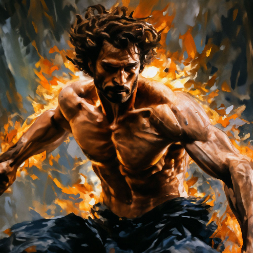 "Prometheus impressionism, in the style of Manet, dynamic pose" — image ...