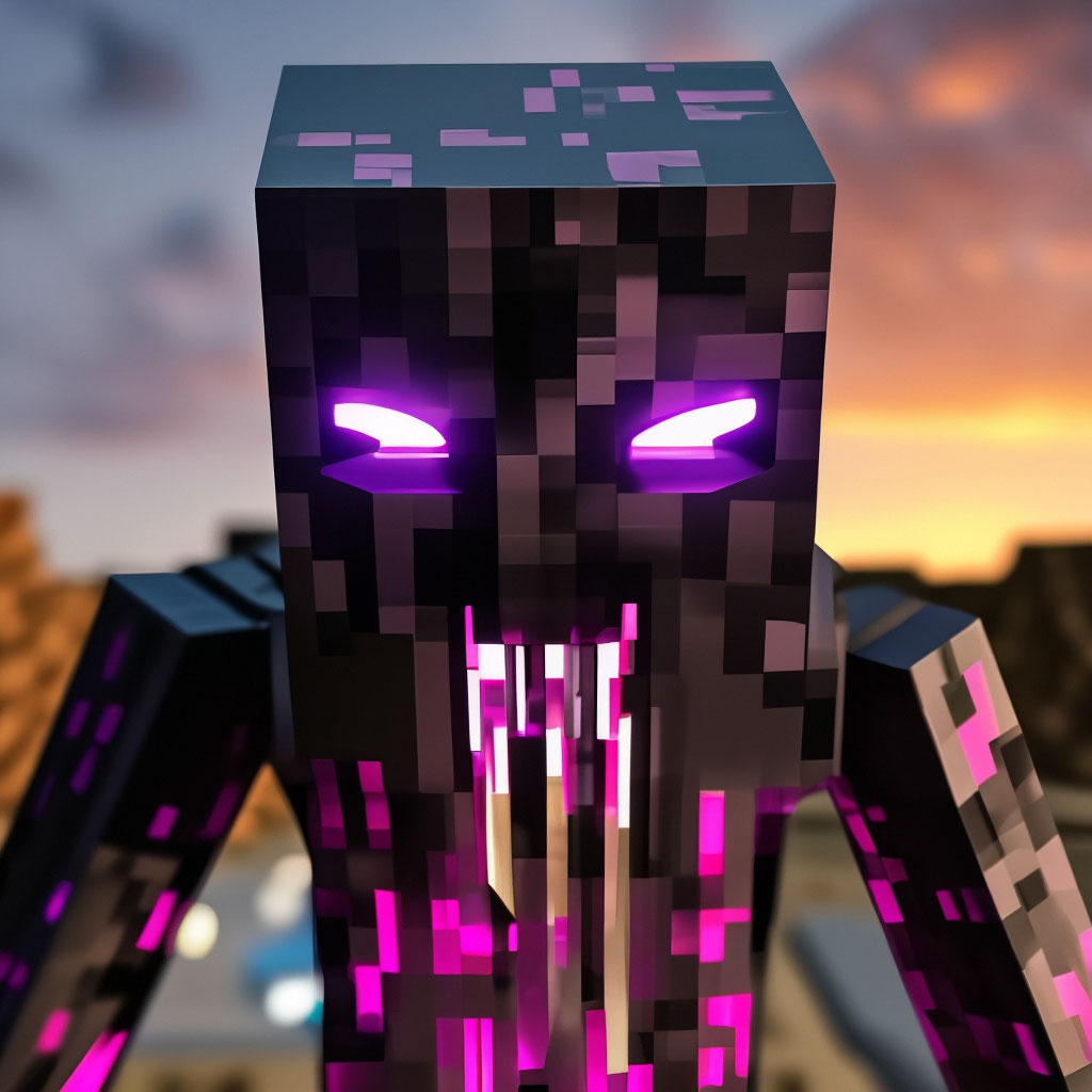 "Minecraft Enderman realistic and scary" — image created in Shedevrum