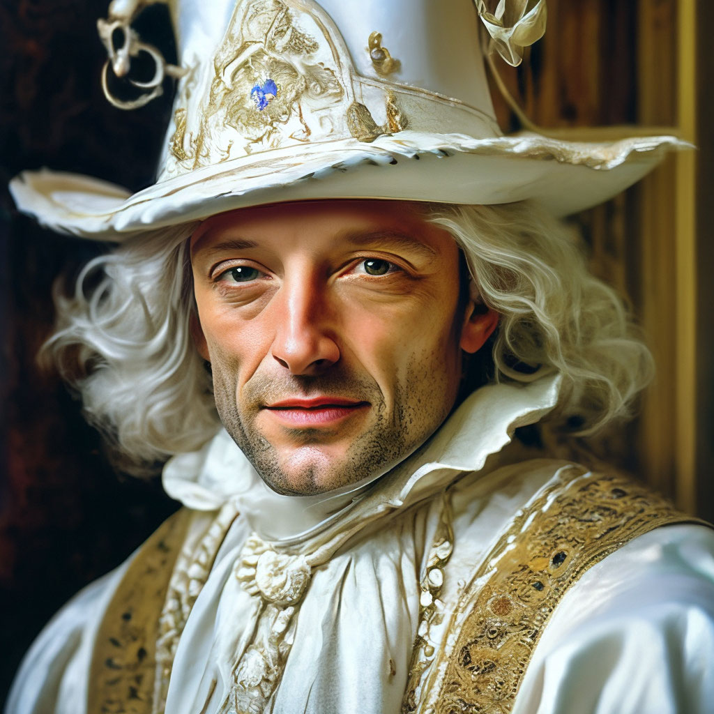 "~ Prince de Pau ~ ugly but charming, in a long white wig, in a hat ...