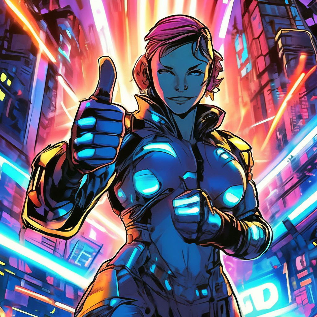 "Thumbs up, because today is MONDAY." — image created in Shedevrum