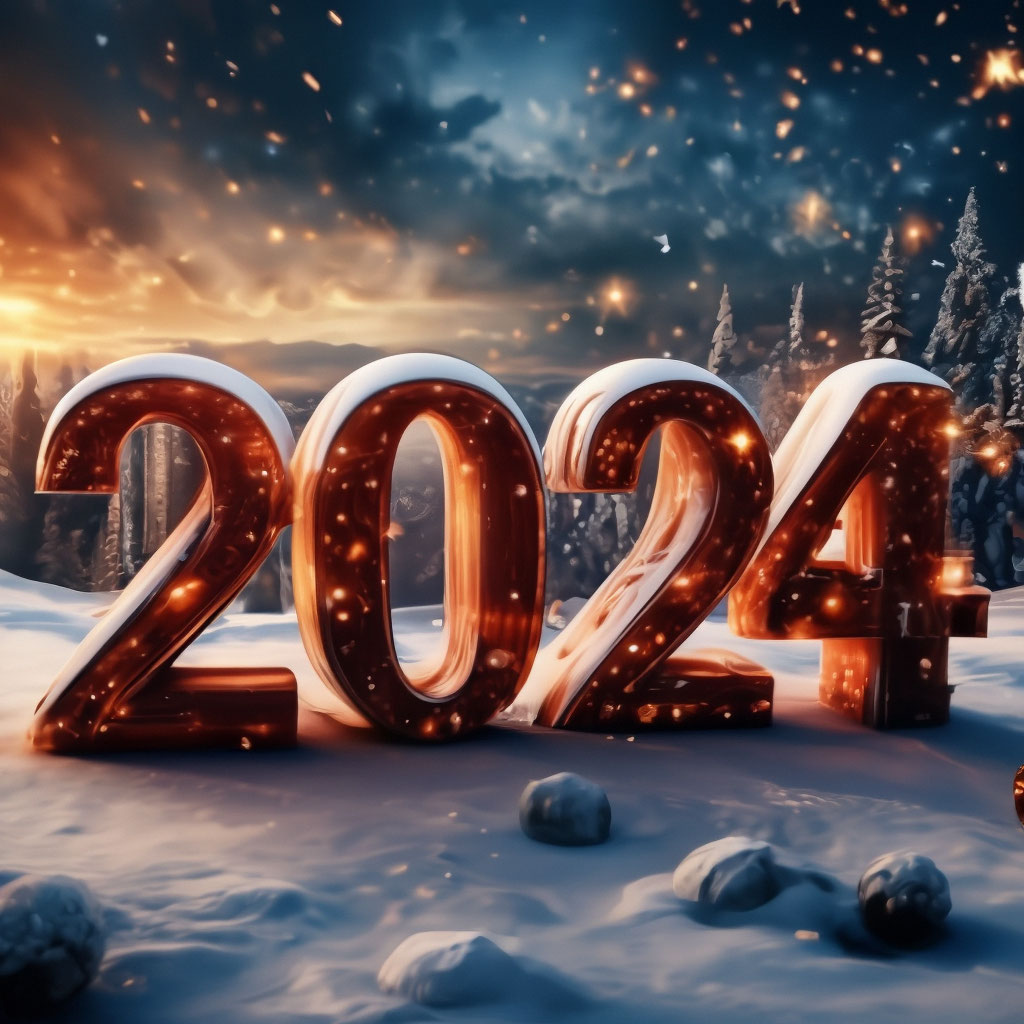"New Year's inscription 2024 exact match , stars,snow, numbers 4444 ...