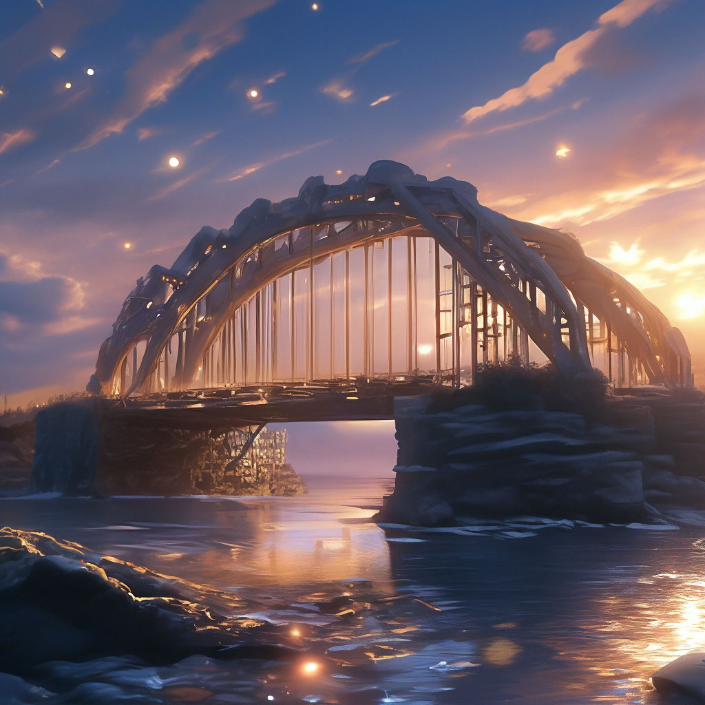 "Old ruined bridge, beautiful landscape, pixel graphics, lots of ...