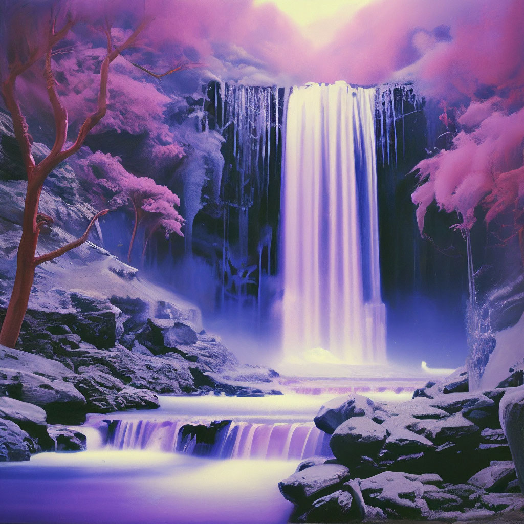 "Violet waterfall" — image created in Shedevrum