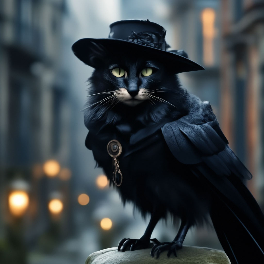 "The Raven Cat" — image created in Shedevrum