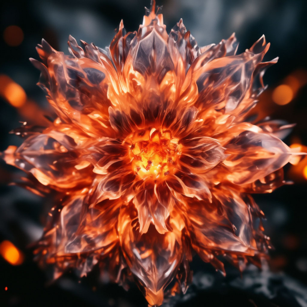 "An ice flower with fire inside 🔥" — image created in Shedevrum