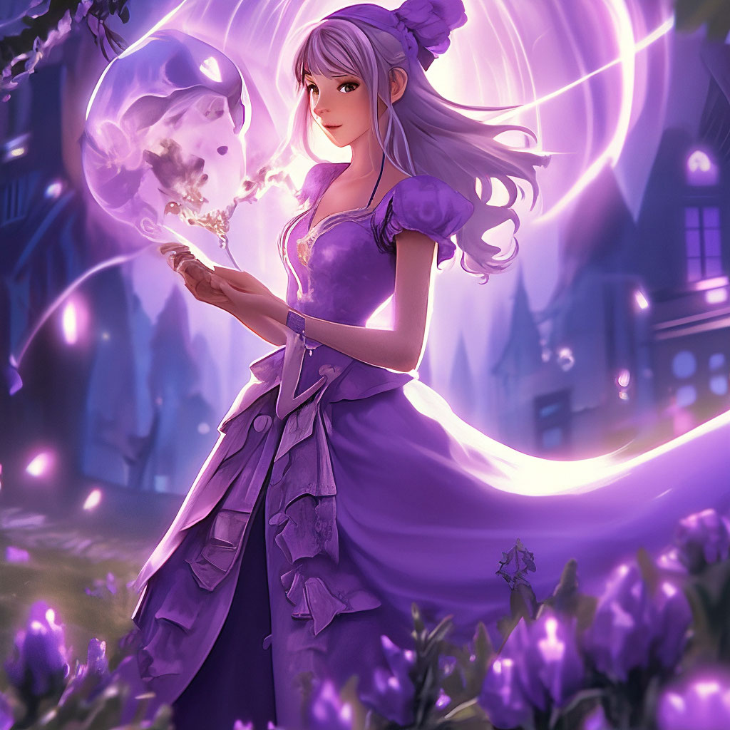 ""Lavender fairy tale in the style of Lavender Fairytale", where ...