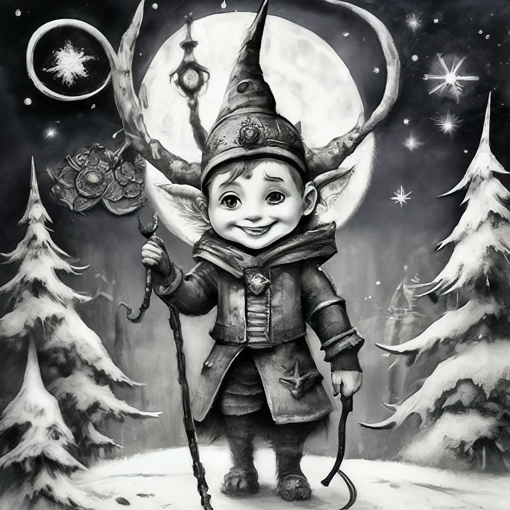 "The imp is a cheerful child with very, very small horns on his head ...
