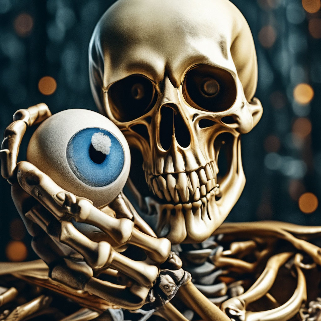 "The skeleton holds an eye in his hand, and laughs abstractionism ...
