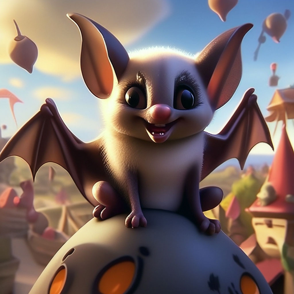 "Hyper realistic cute bats bat country" — image created in Shedevrum
