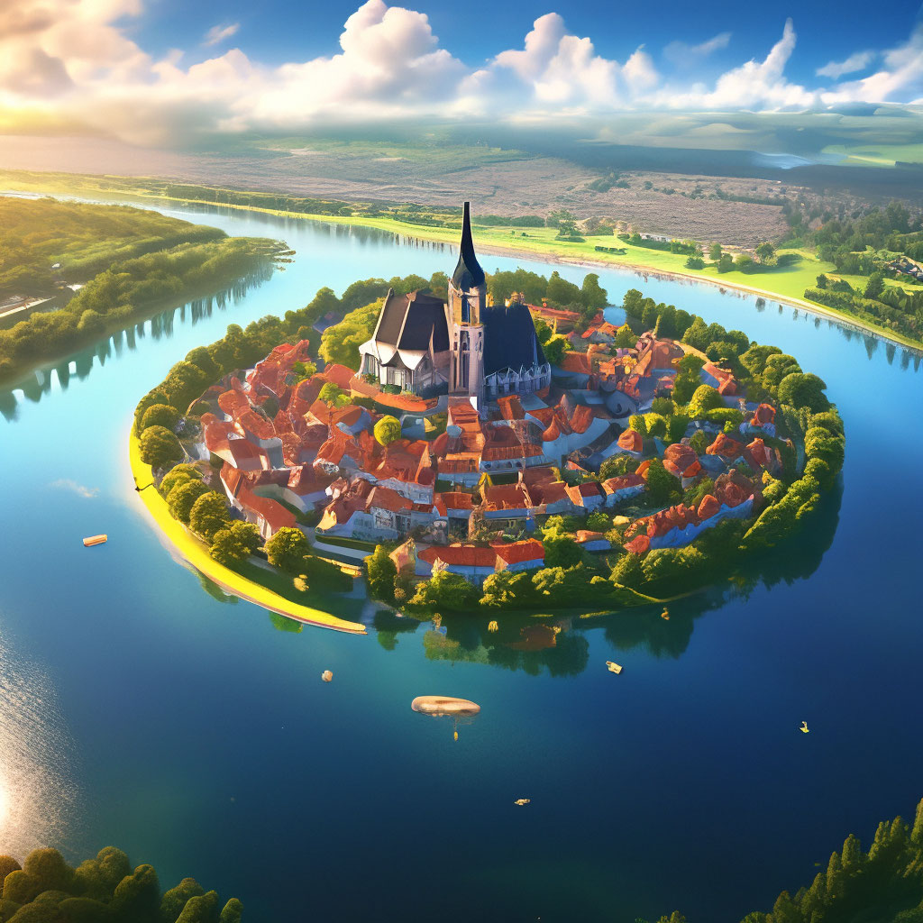 "Huge lake, there is a city in the middle of the lake on the island ...