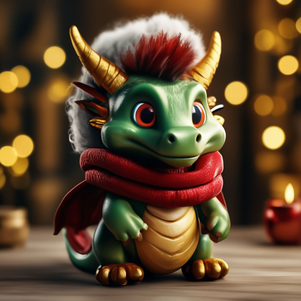 "Plush glass cartoon dragon in a Russian hat with earflaps with a star ...
