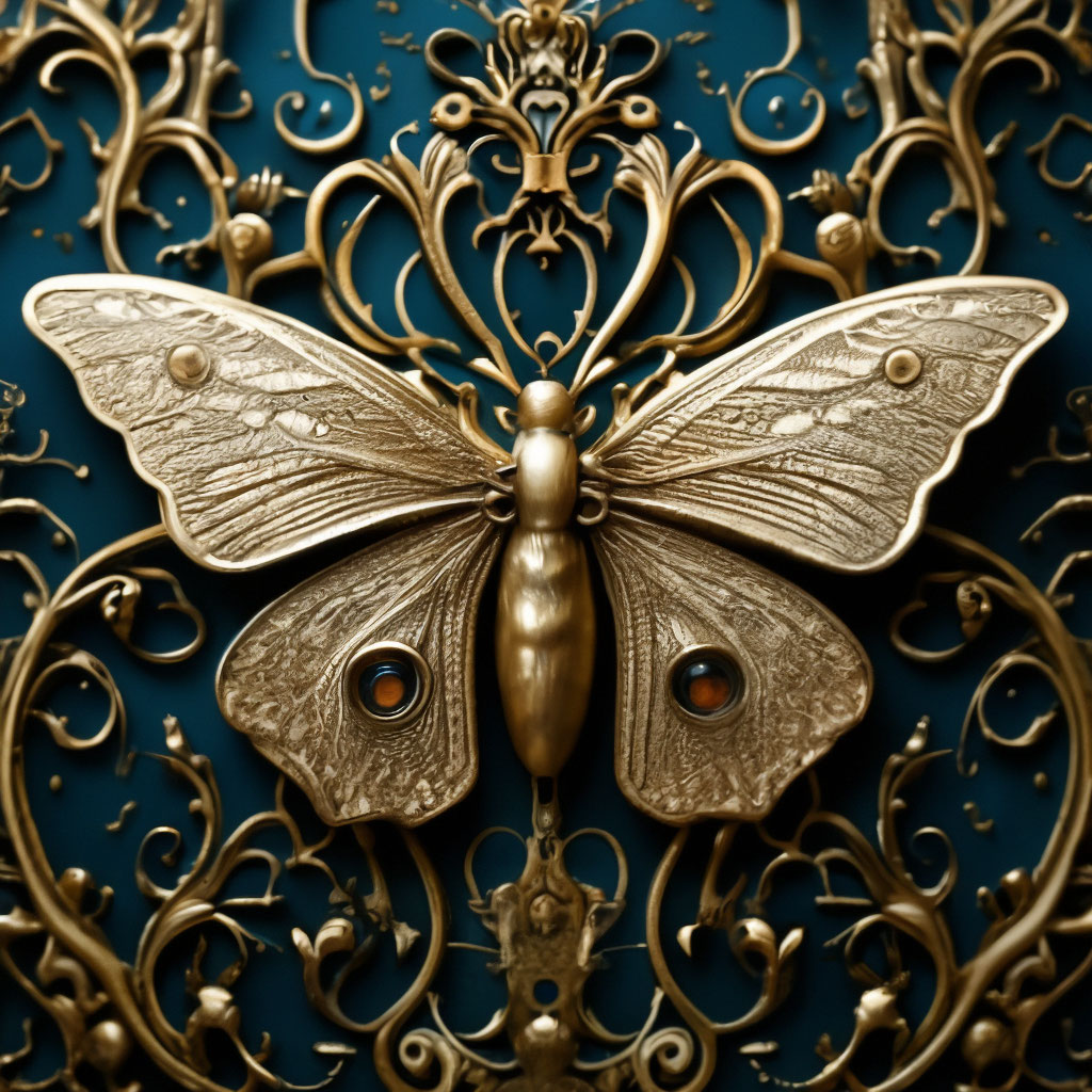 "Moths in my stomach, stylized, filigree" — image created in Shedevrum