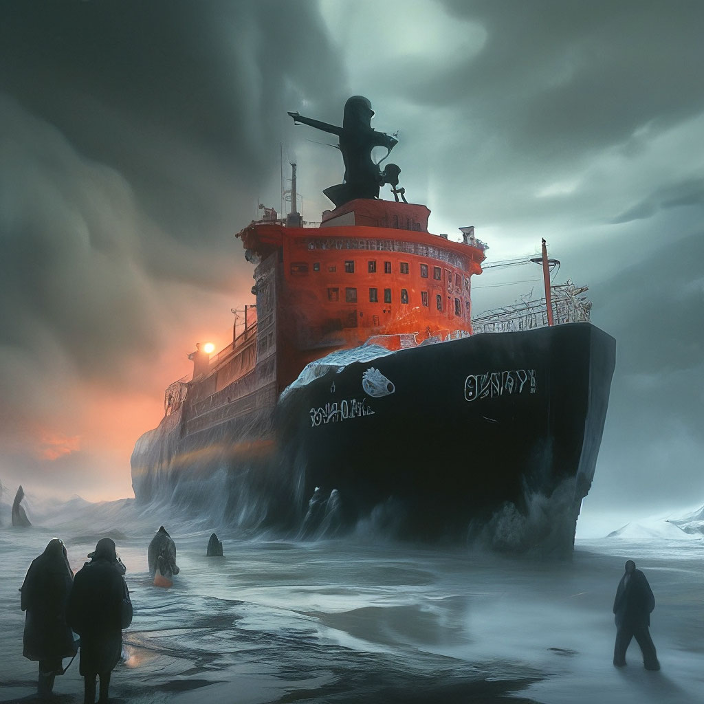 "Icebreaker, horror" — image created in Shedevrum